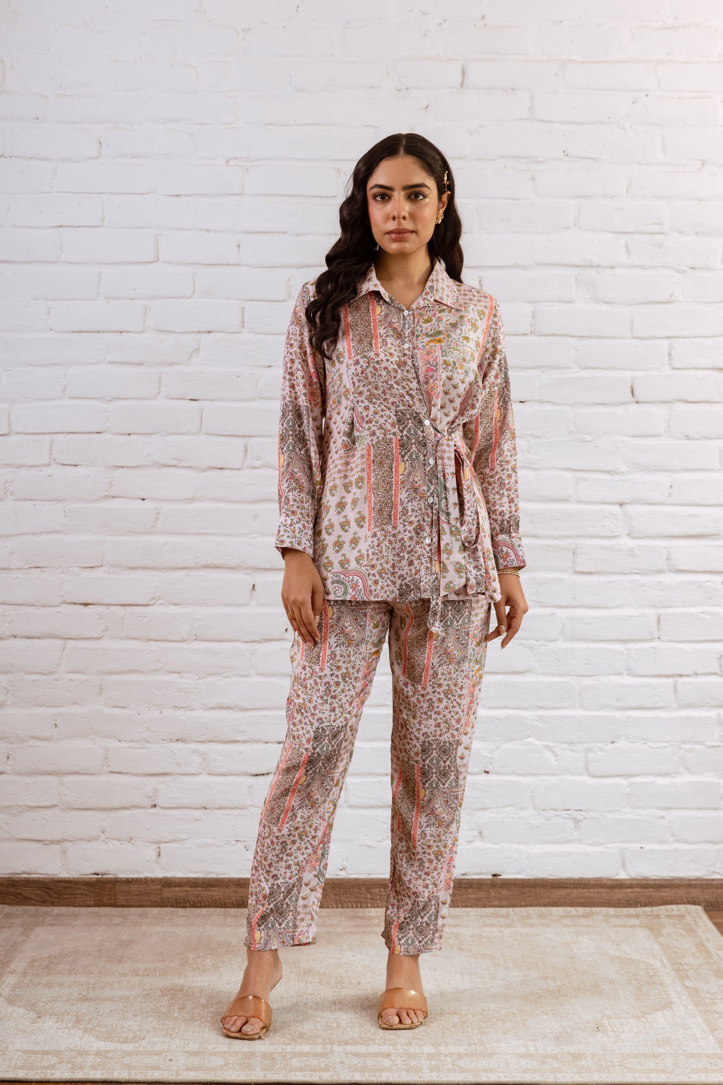 Bohemian Patchwork Pink Muslin Co-ord Set - Hukum Jaipur