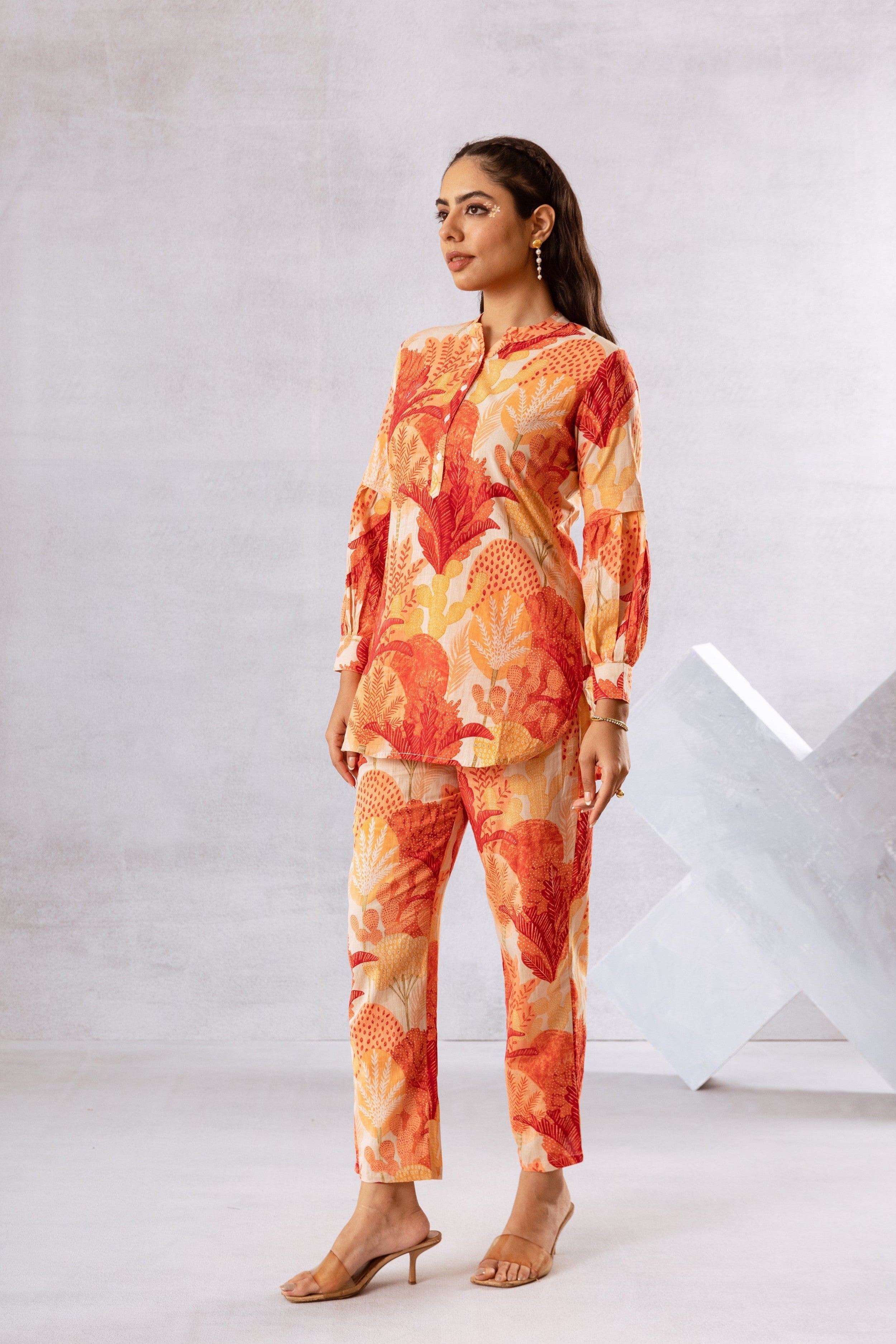 Timeless Off White Floral Cotton Co-ord Set - Hukum Jaipur